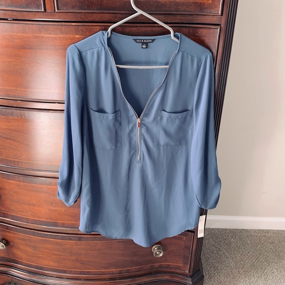Zac & Rachel | Tops | Nwt Zac Rachel Monaco Blue Gray Tunic Top Shirt ...